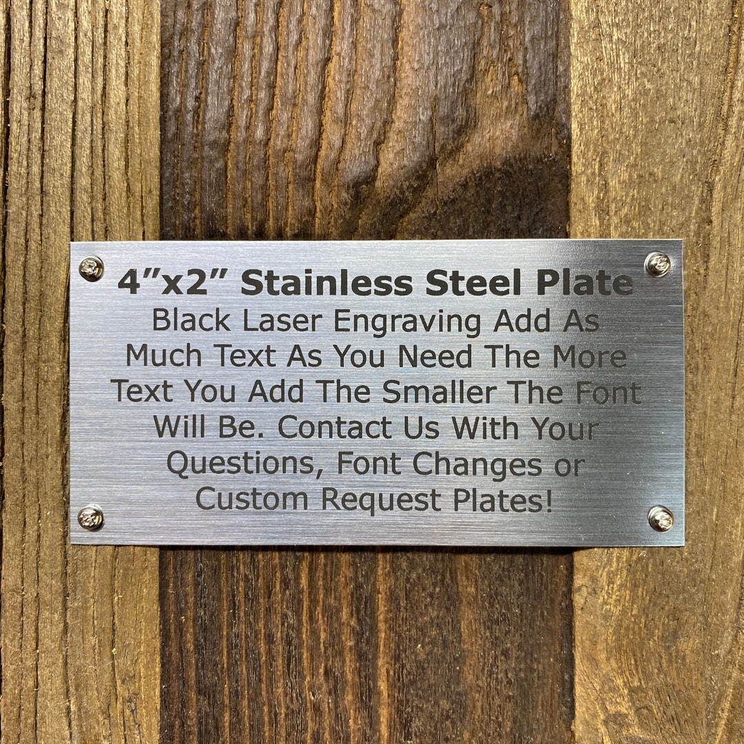 2x4 Stainless Steel Metal Plate With Screws, Commemorative Plate ...