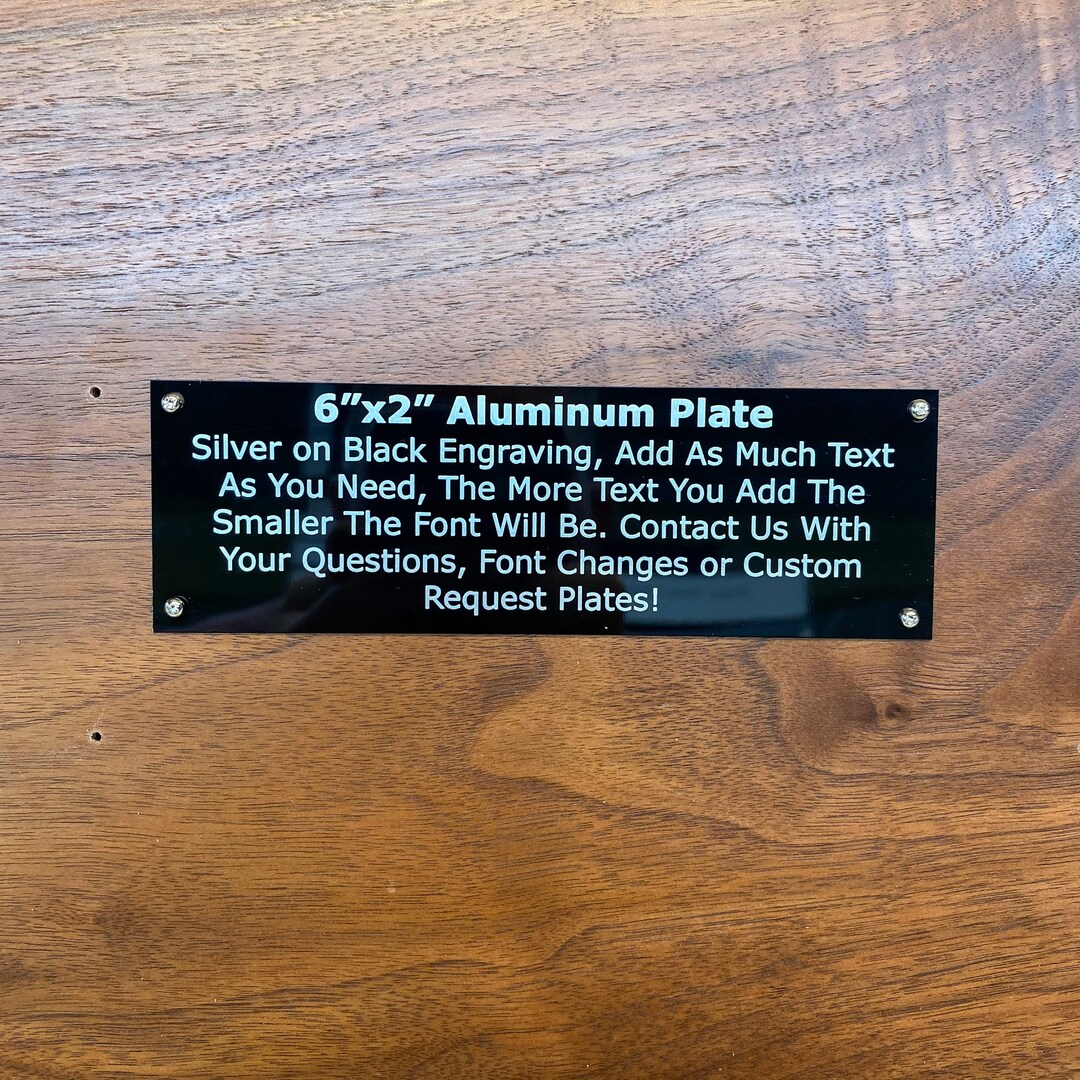 2x6 Black Aluminum Plate With Silver Text & Screws, Commemorative Plate ...