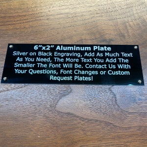 2x6 Black Aluminum Plate With Silver Text & Screws, Commemorative Plate ...
