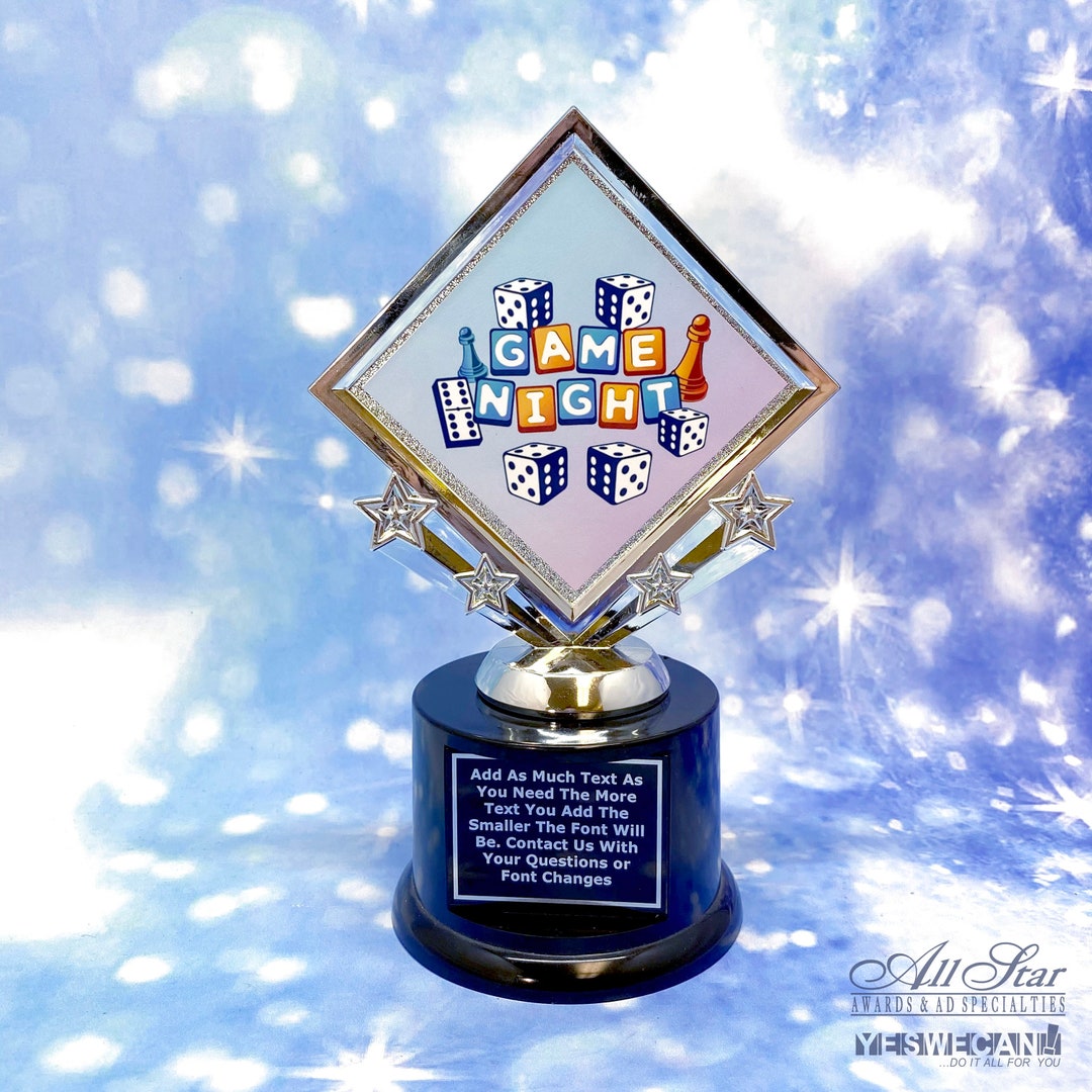 Dice & Pawns Game Night Trophy Free Engraving Best Party - Etsy