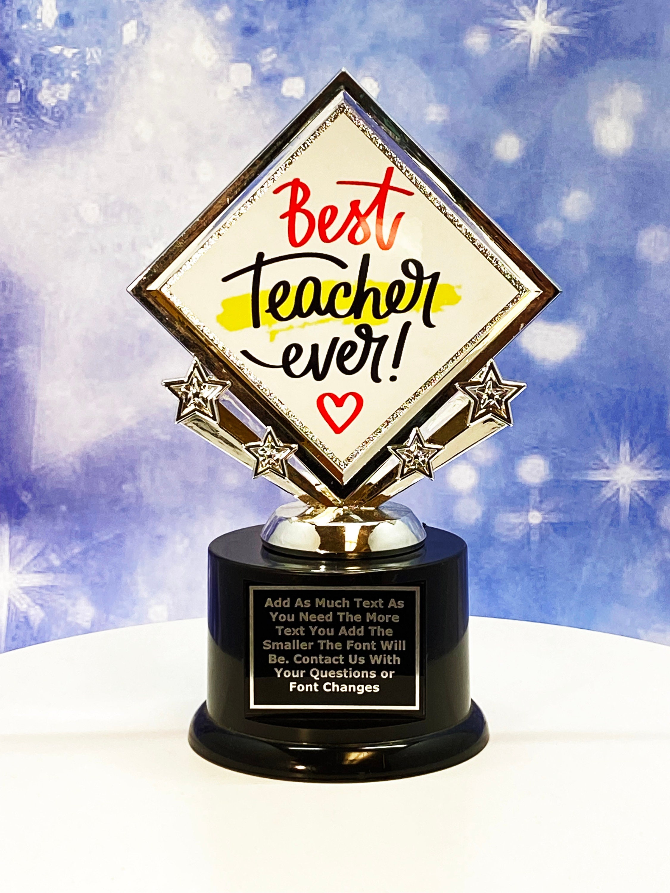 Best Teacher Ever Heart Trophy Free Engraving Best Teach | Etsy
