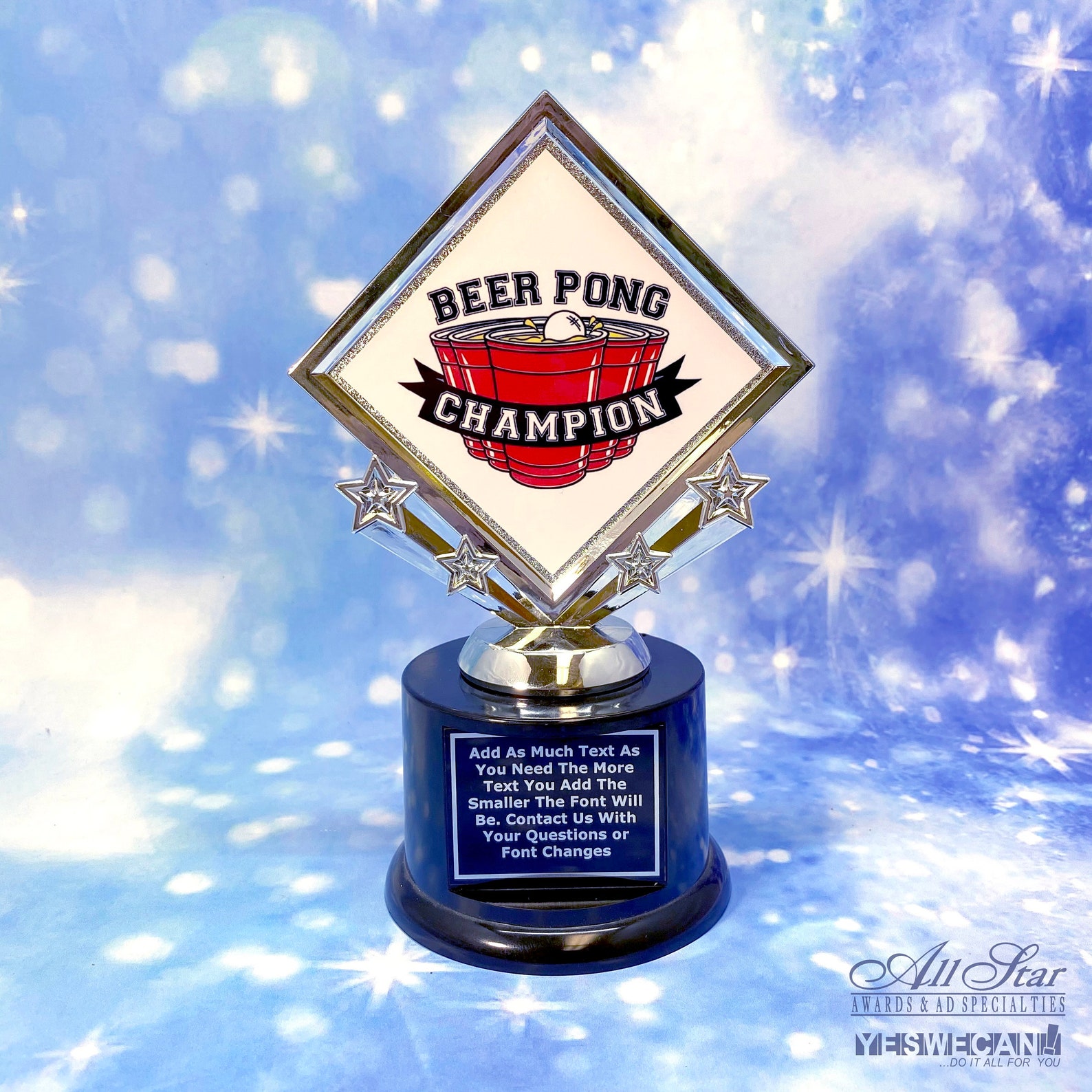 Beer Pong Champion Trophy Free Engraving Best Party Ever - Etsy
