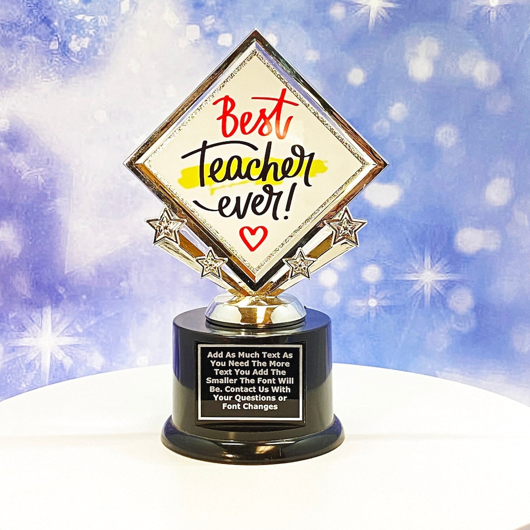 Best Teacher Ever Heart Trophy Free Engraving, Best Teach, School Day ...