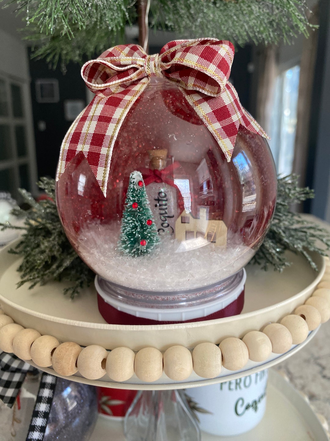 Boricua Farmhouse Coquito Faux Plastic Snowglobe - Handmade Christmas ...