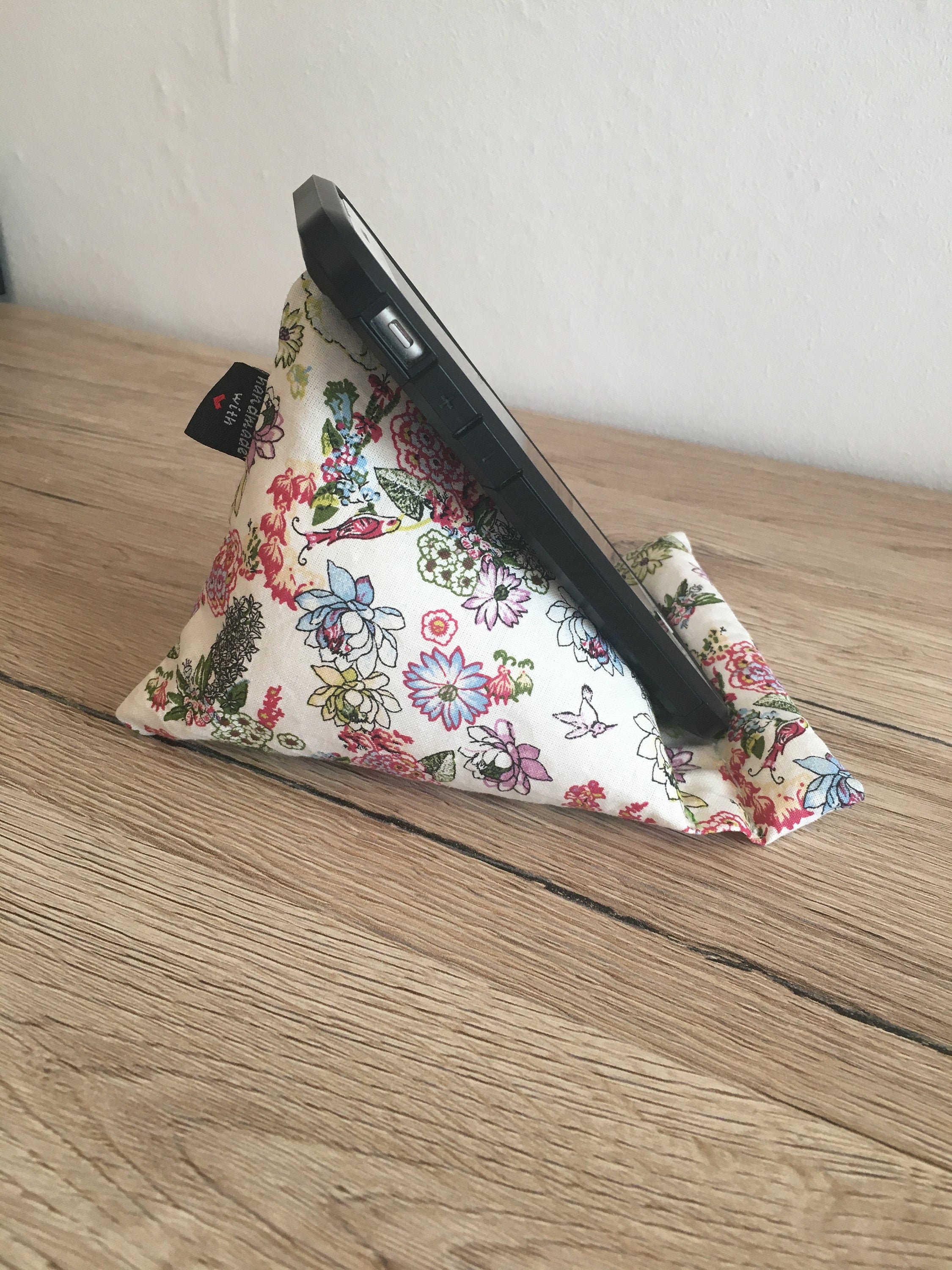Handykissen, Handy Sitzsack, Handyhalter, Handystütze, weiß rosa Floral ...