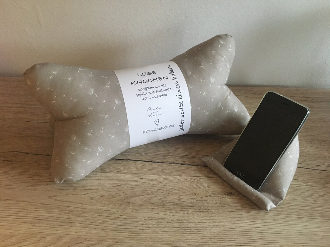 Reading Bones and Cell Phone Bean Bag Set, Beige Brown With Dandelions ...