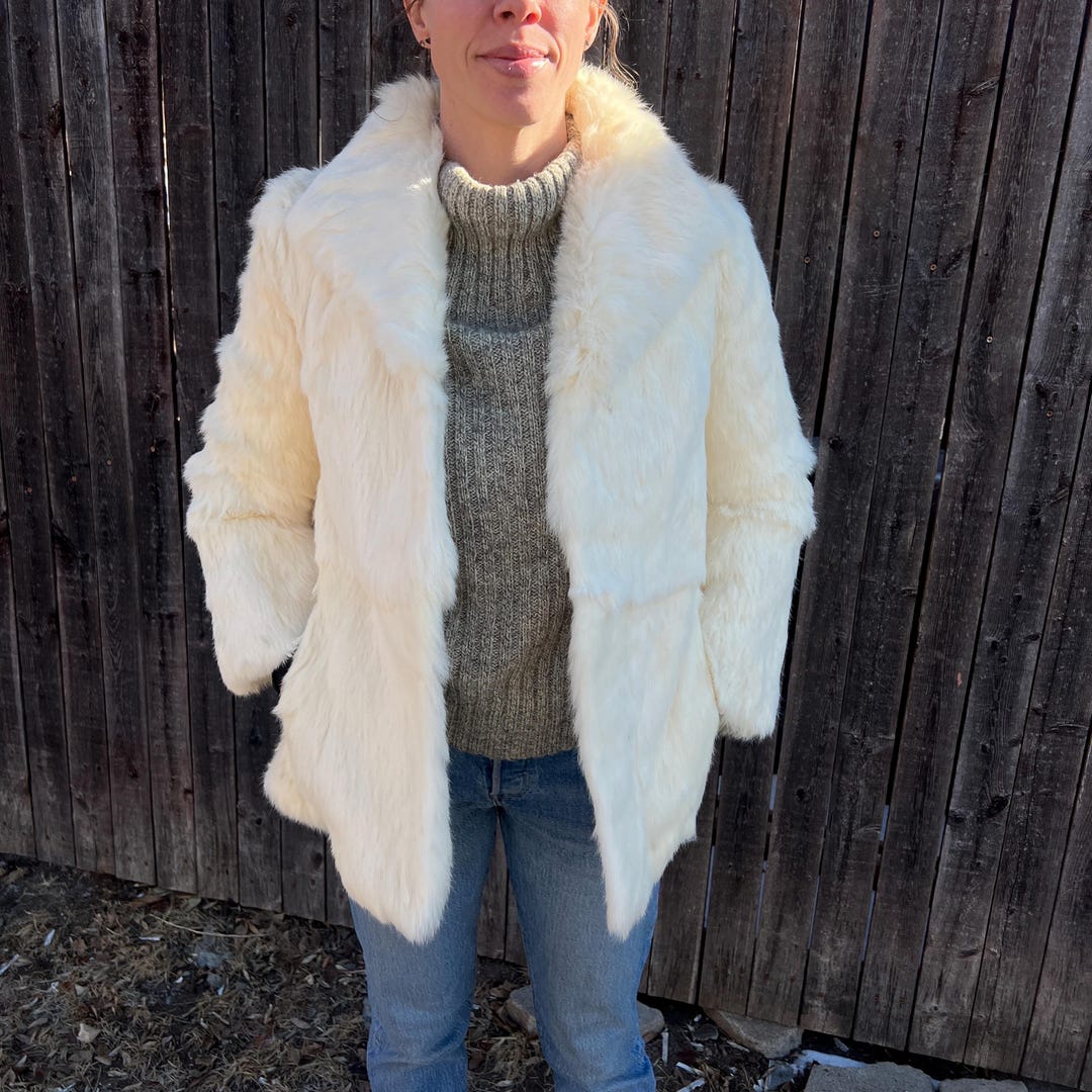Vintage Dd Sloane White Rabbit Fur Coat Size Small - Etsy