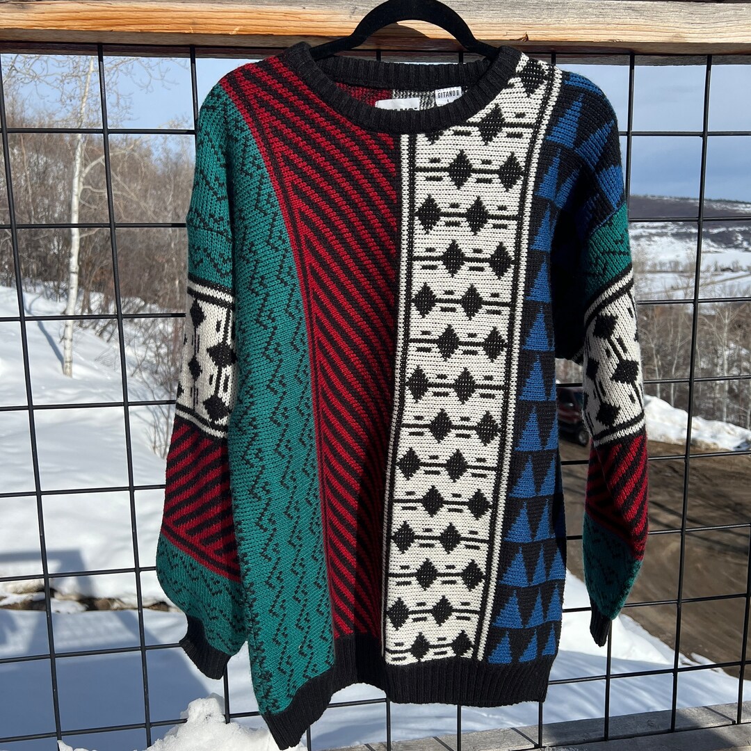 Vintage Gitano Multicolored 90s Style Sweater Large - Etsy