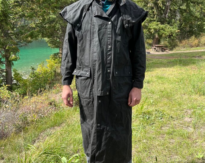 Black Australian Outback Collection Oilskin Drover Coat Duster Medium ...