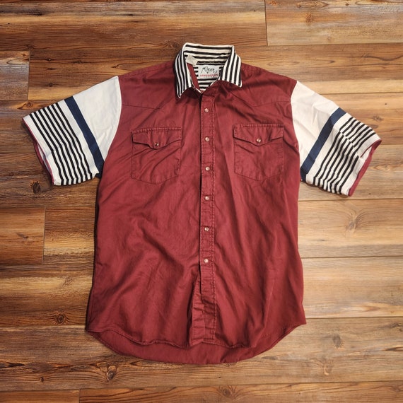 Red white blue and black stripped Roper Sport pearl s… - Gem