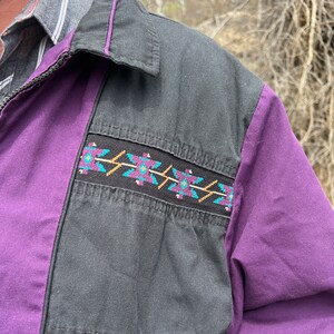 Vintage Western Frontier Blanket Lined Purple and Black Southwestern ...