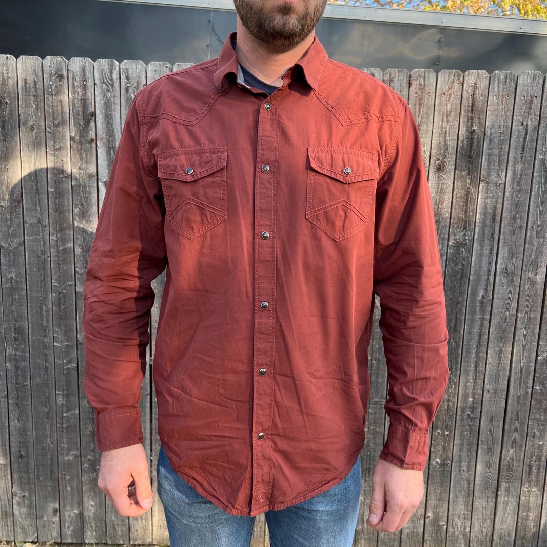 Burgundy Cotton Cody James Western Snap Shirt Xl - Etsy