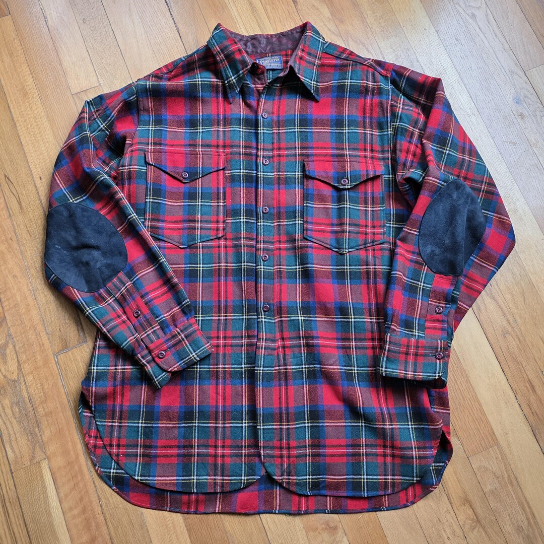 Vintage Pendleton Trail Shirt Red Plaid Wool 17 XL - Etsy