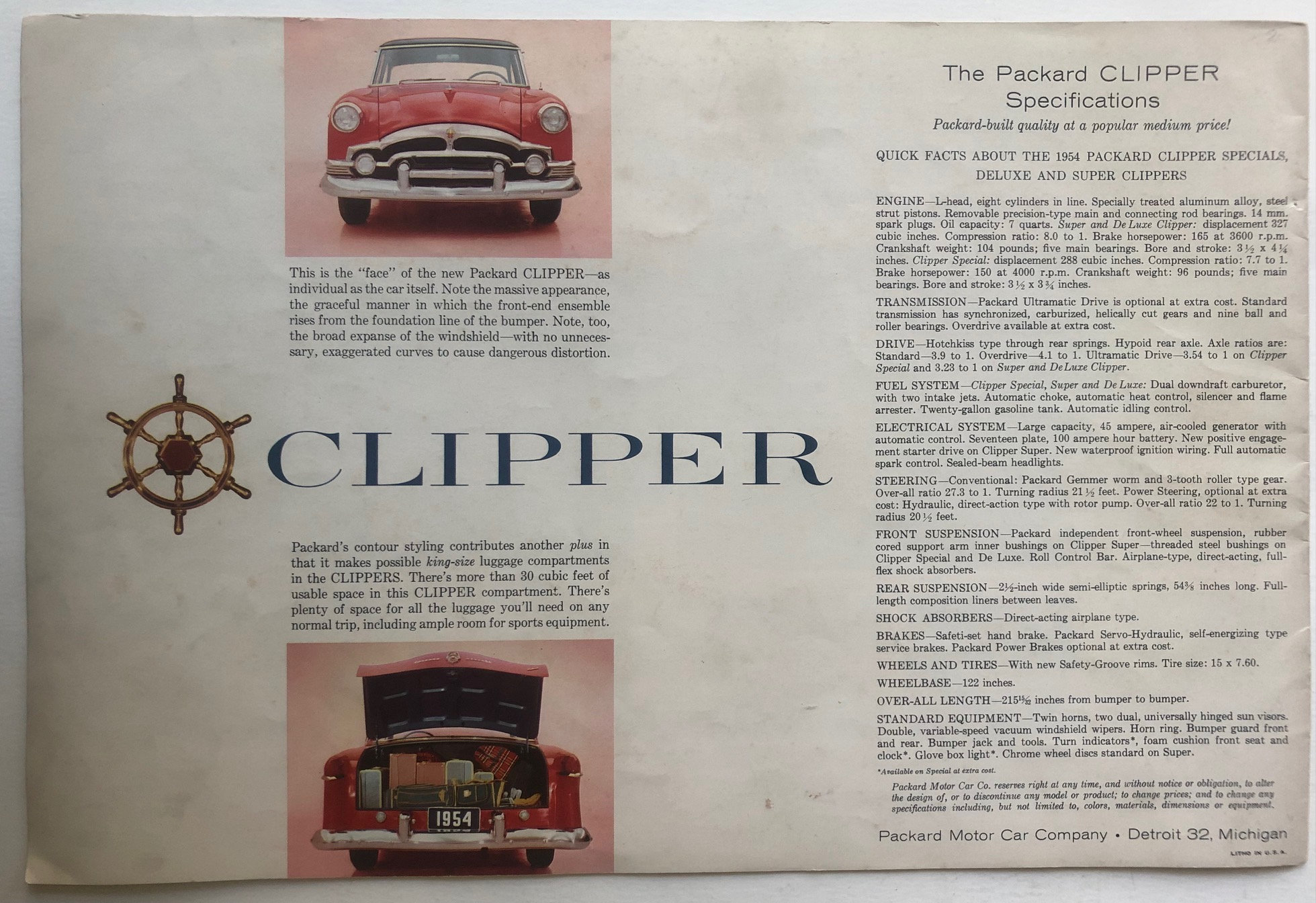 1954 Packard Clipper 16-page Sales Brochure - Etsy