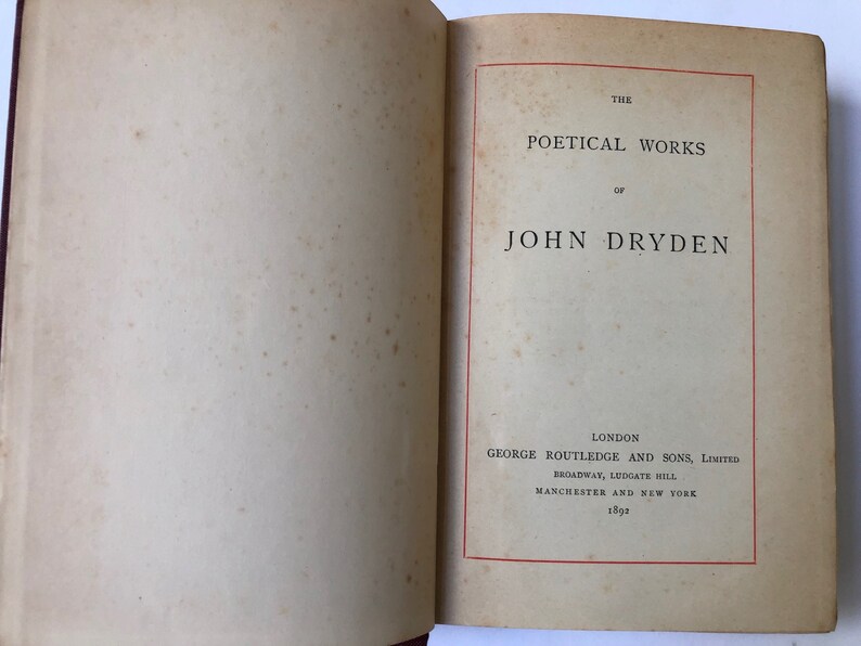 1892 the Poetical Works of John Dryden 524 Pages / 1907 the - Etsy