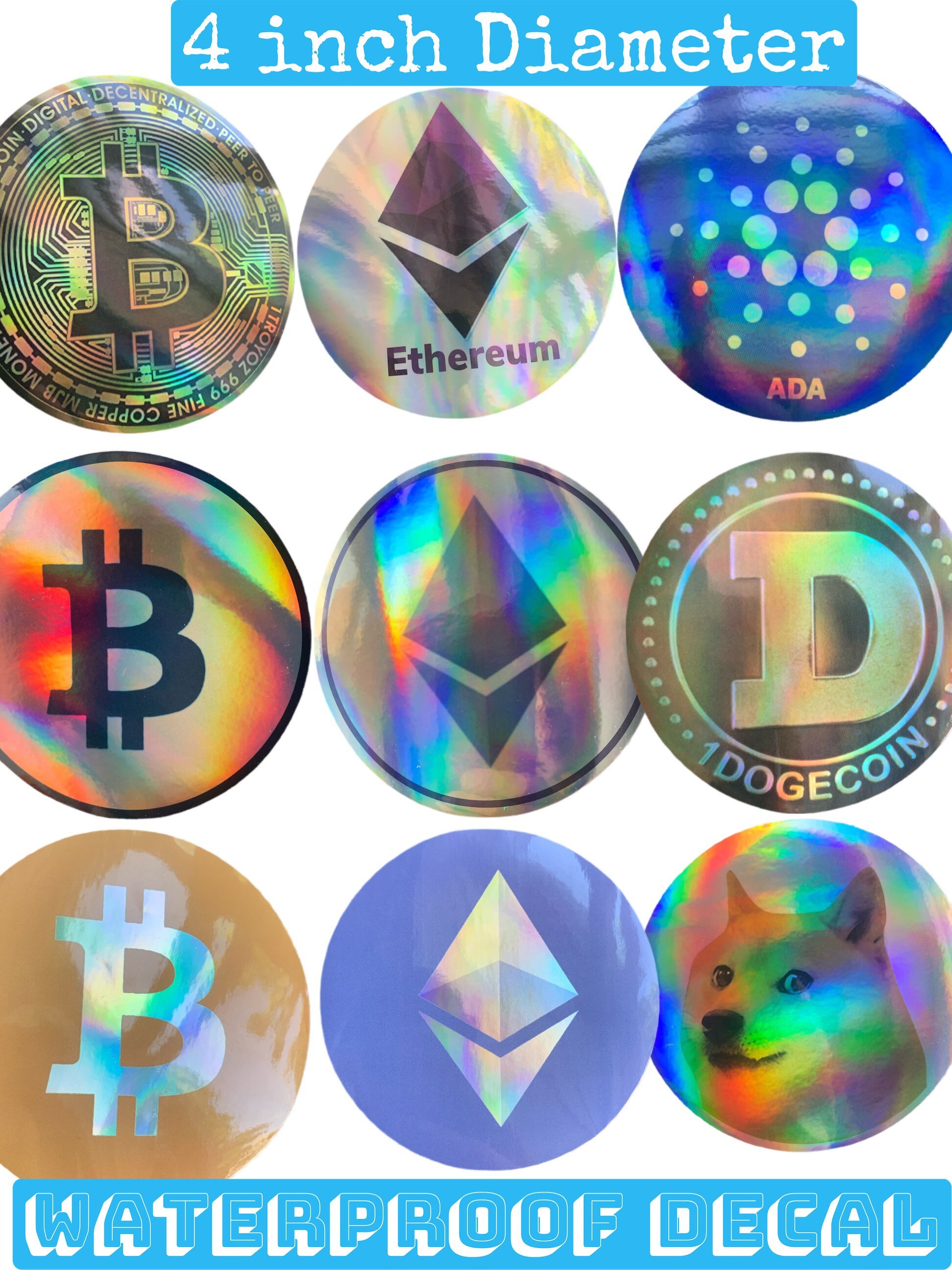 WATERPROOF Decal. Bitcoin / Purple Ethereum / Blue Ethereum / | Etsy