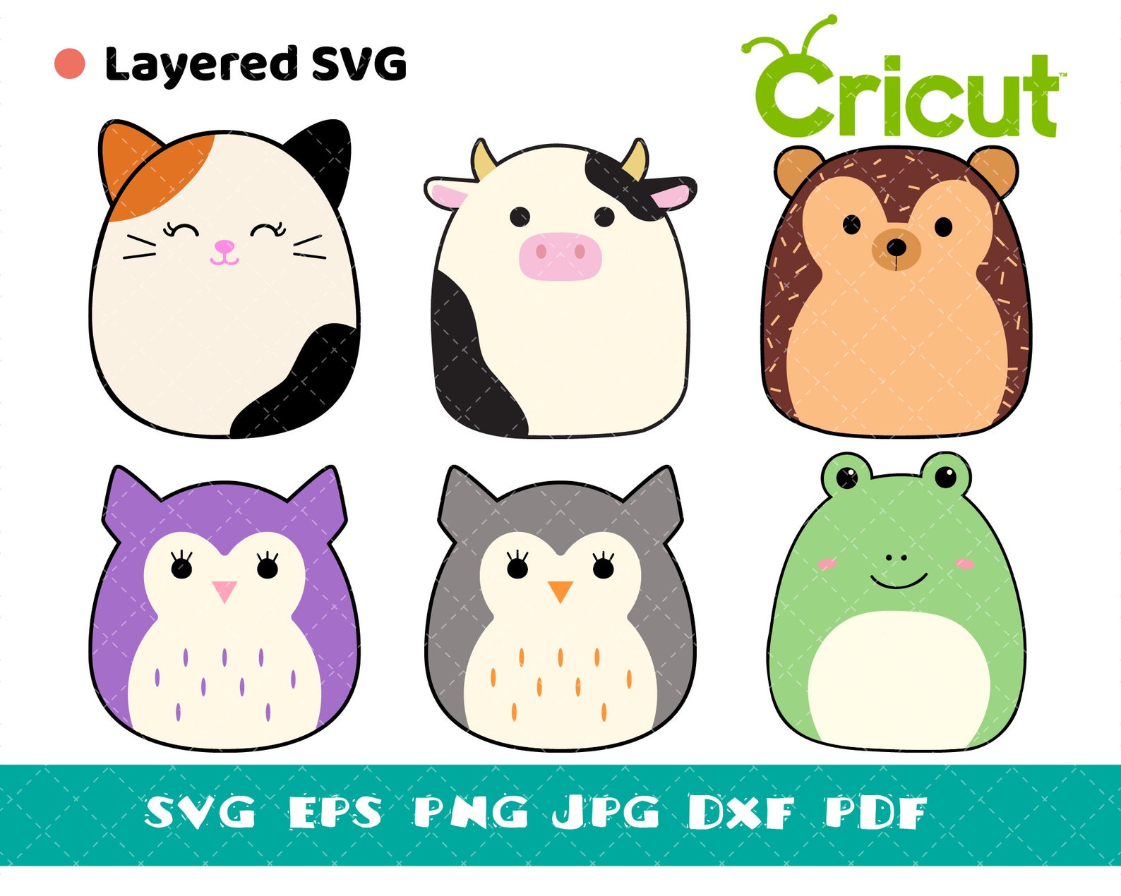 Animal Pack 5 Squishmallow SVG Digital Download File - Etsy