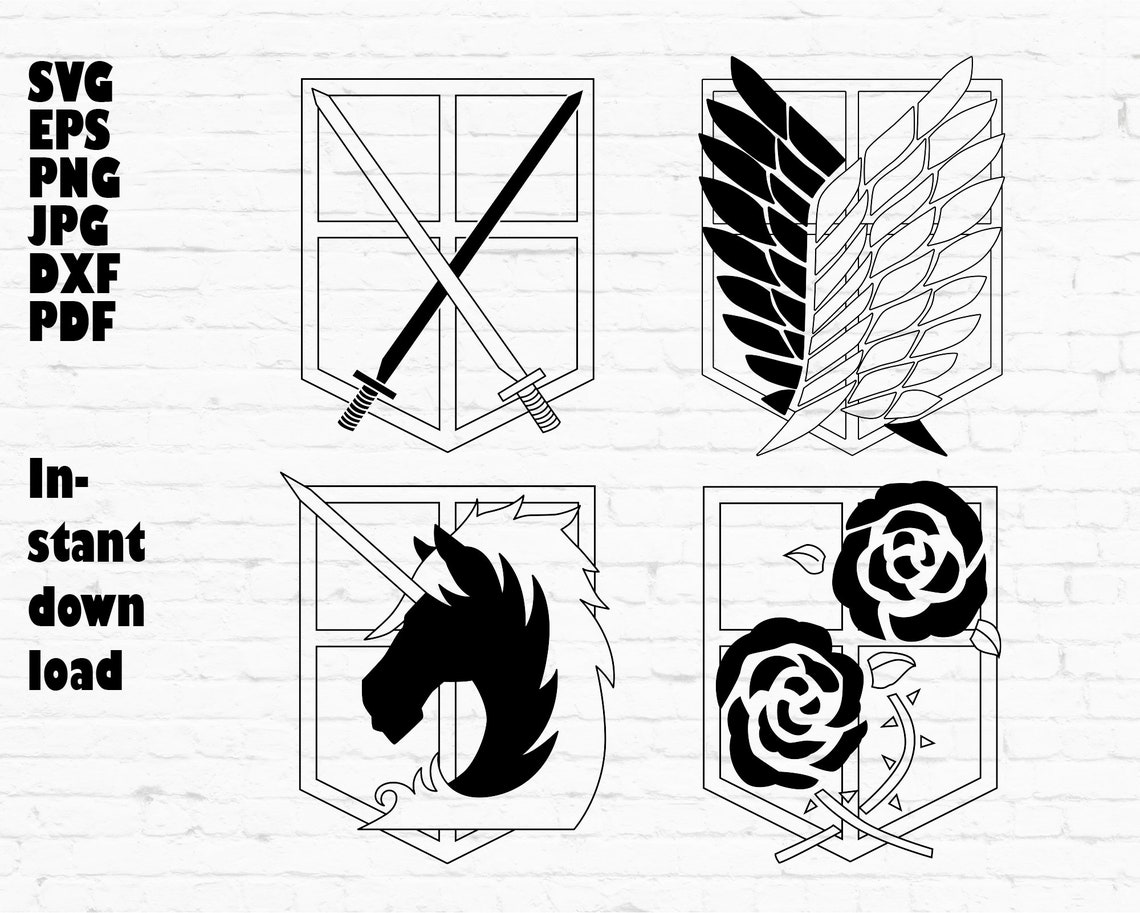 Fan Art Shields of Shingeki No Kyojin Attack on Titan SVG - Etsy