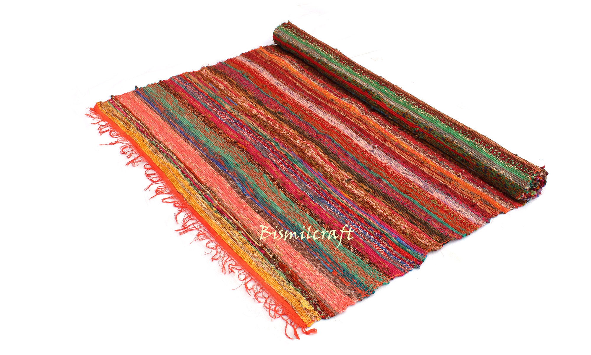 Indian Cotton Chindi Rug Bohemian Indian Rug Home Decor Carpet Floor ...