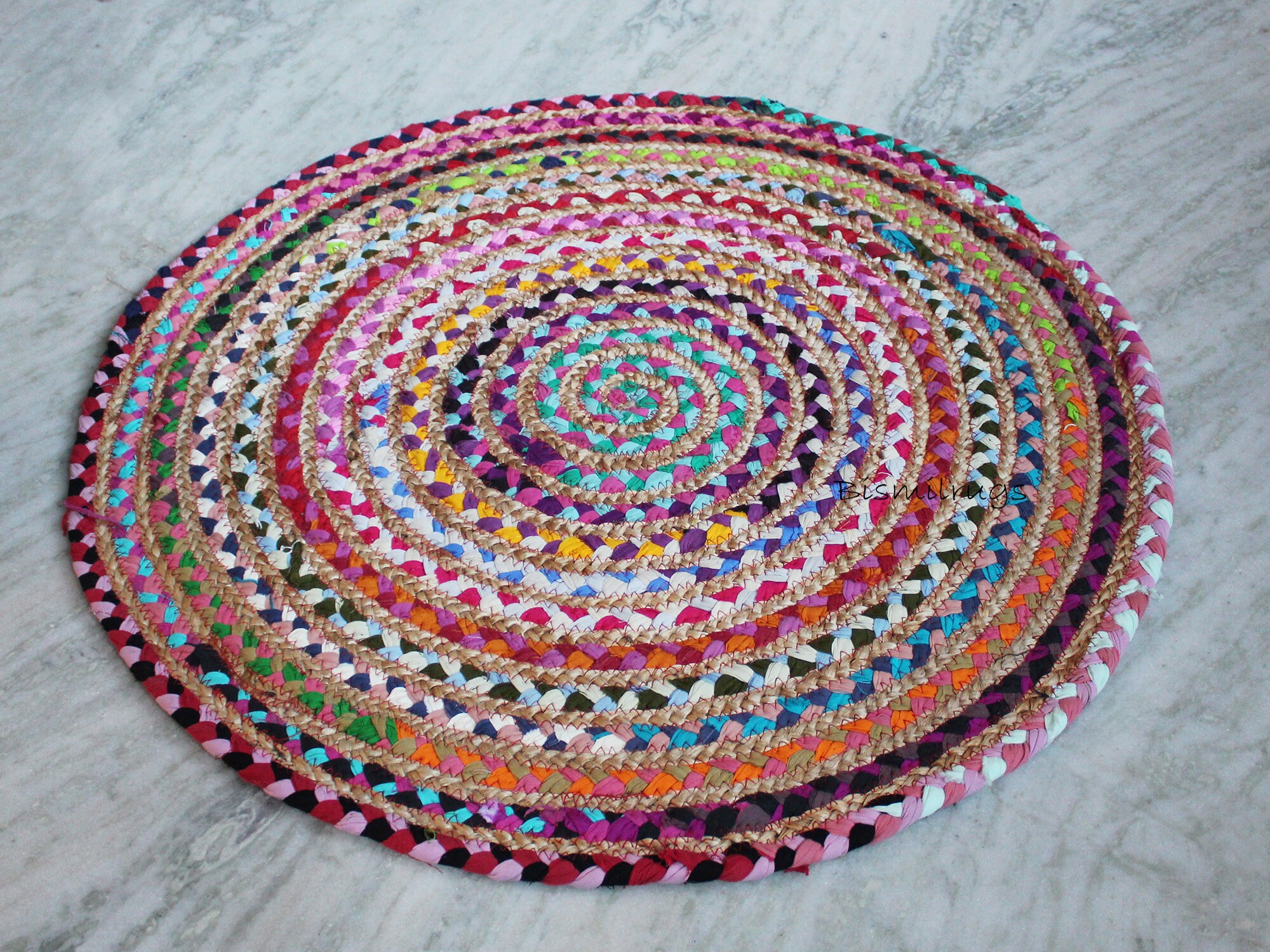 2 Foot Round Rug Cotton Jute Hand Braided Circle Mat Modern - Etsy