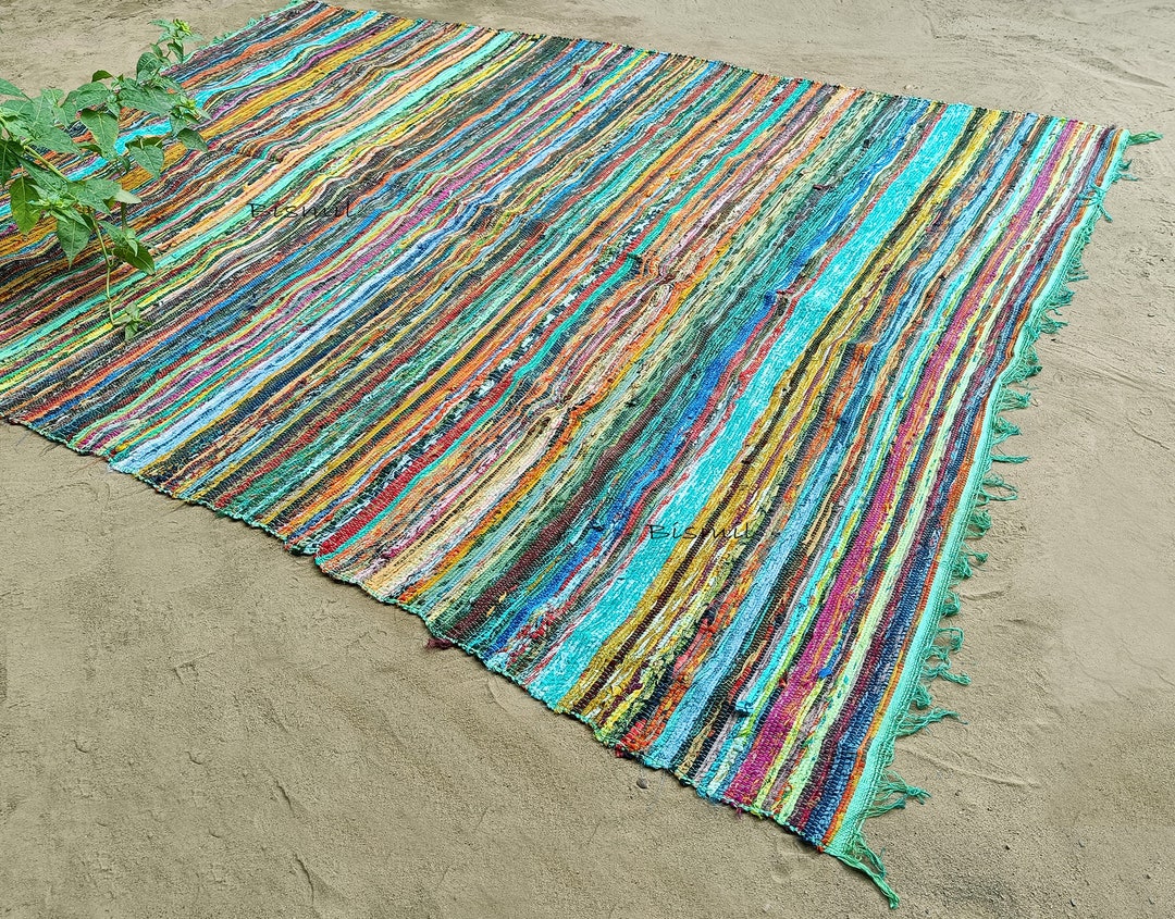 Chindi Rug, Area Rag Rug, Indian Carpet, Floor Decor Rag, Colorful Rug ...