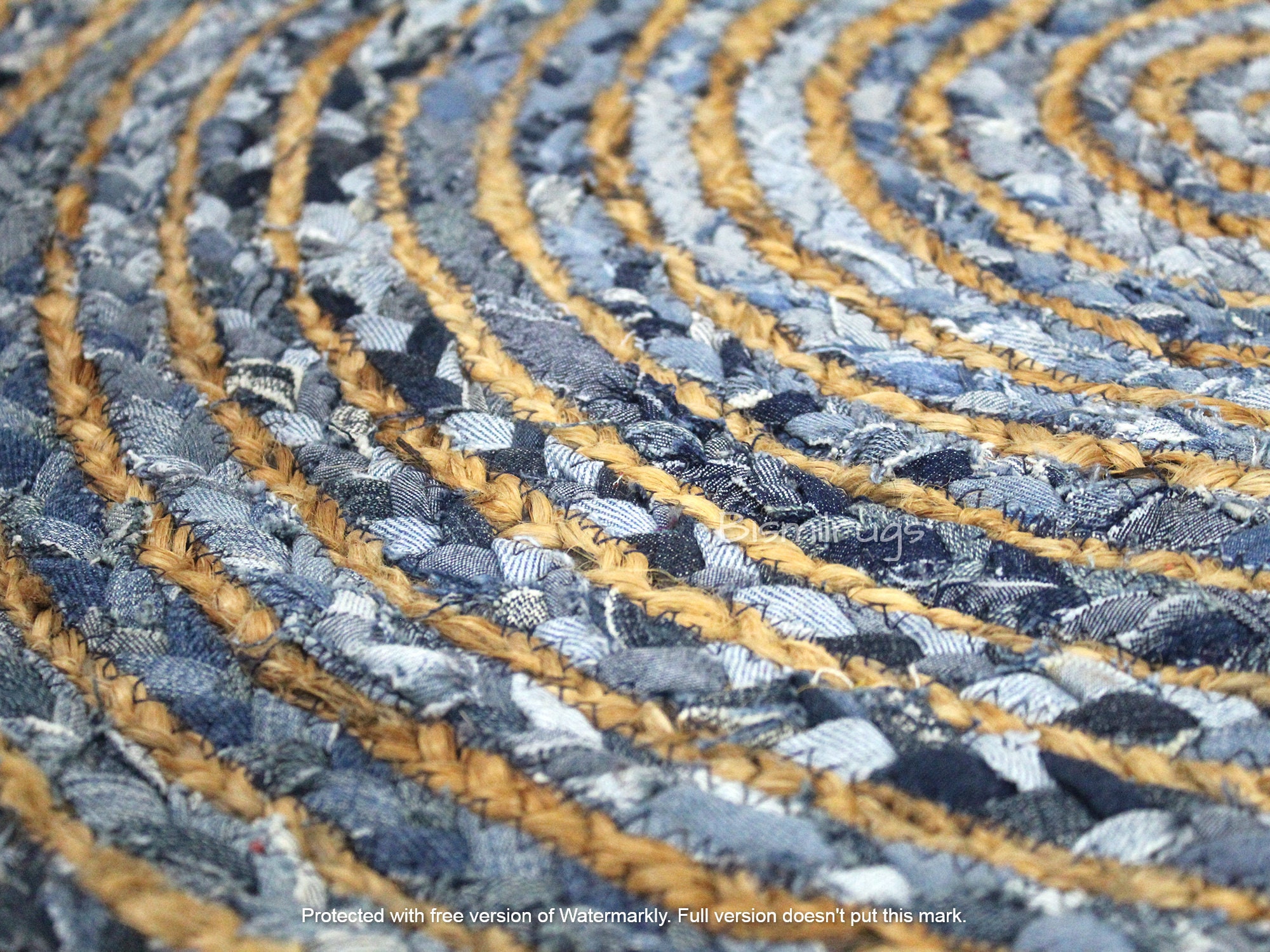 Denim Chindi Rug, Handwoven Rug Bathroom Runner Rag, Recycled Denim Rug ...