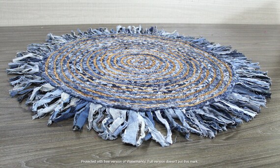 Denim Chindi Rug Handwoven Indian Rug Bathroom Runner Rag - Etsy