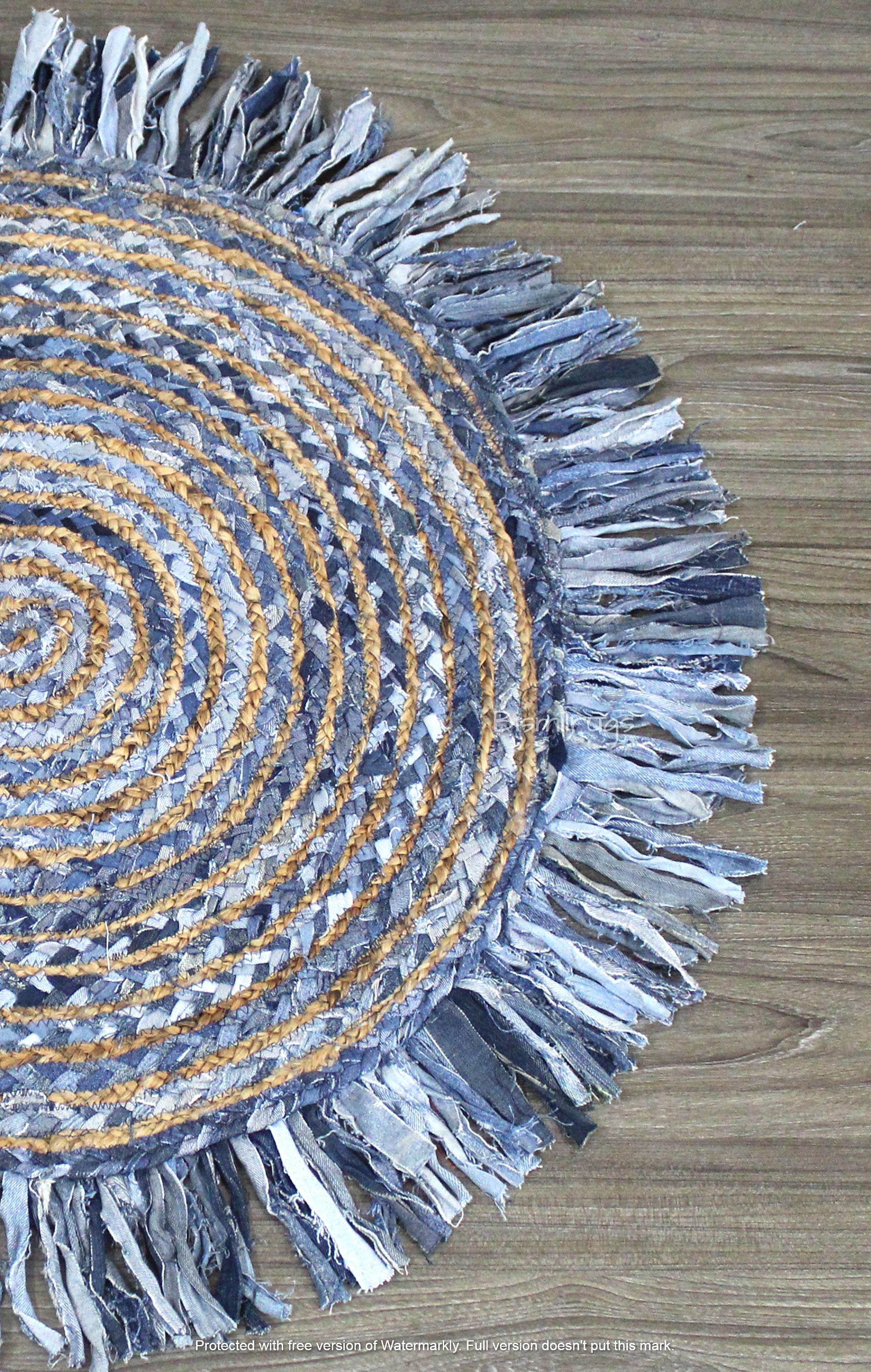 Denim Chindi Rug, Handwoven Rug Bathroom Runner Rag, Recycled Denim Rug ...