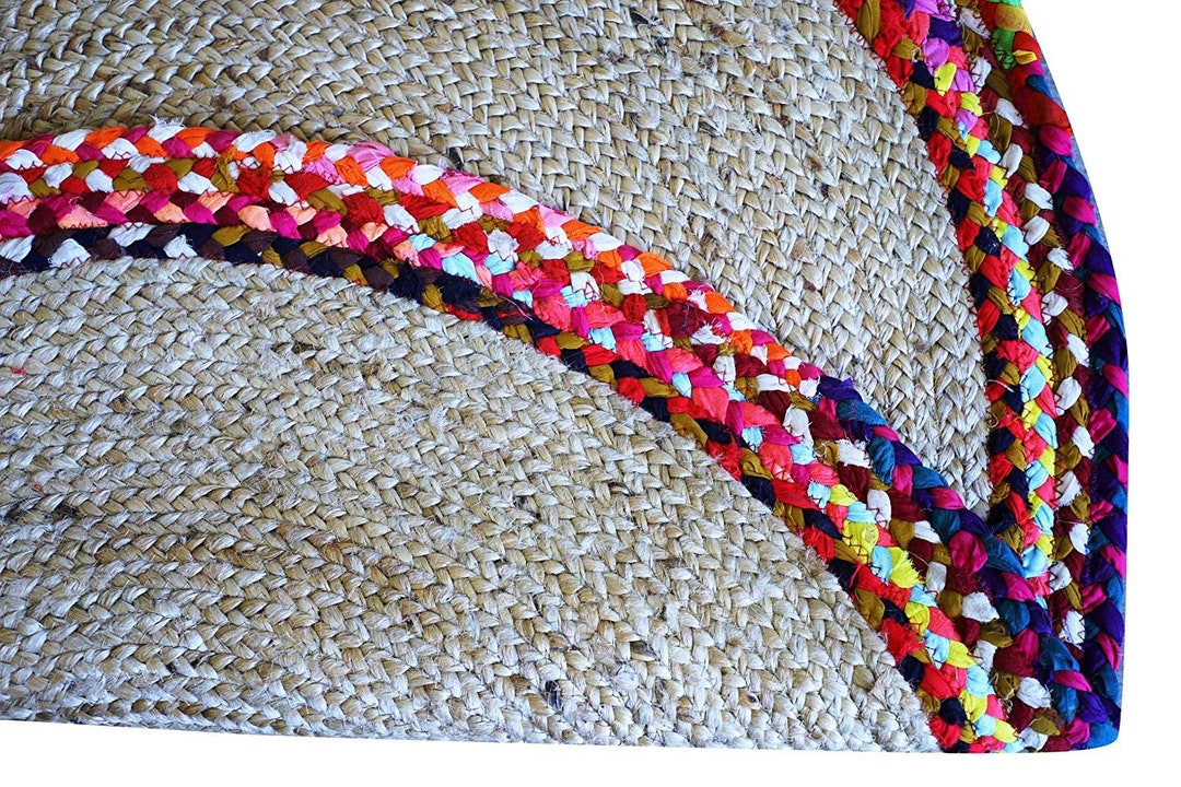 Oval Hand Braided Chindi Rug, Indian Hand Woven Recycled Cotton Chindi ...