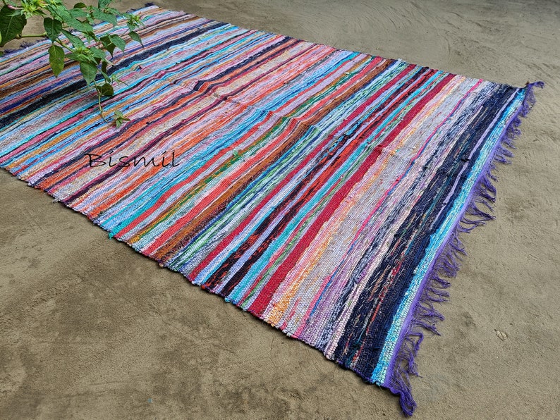 Handa Woven Cotton Chindi Rug Area Rag Rug Indian Carpet - Etsy