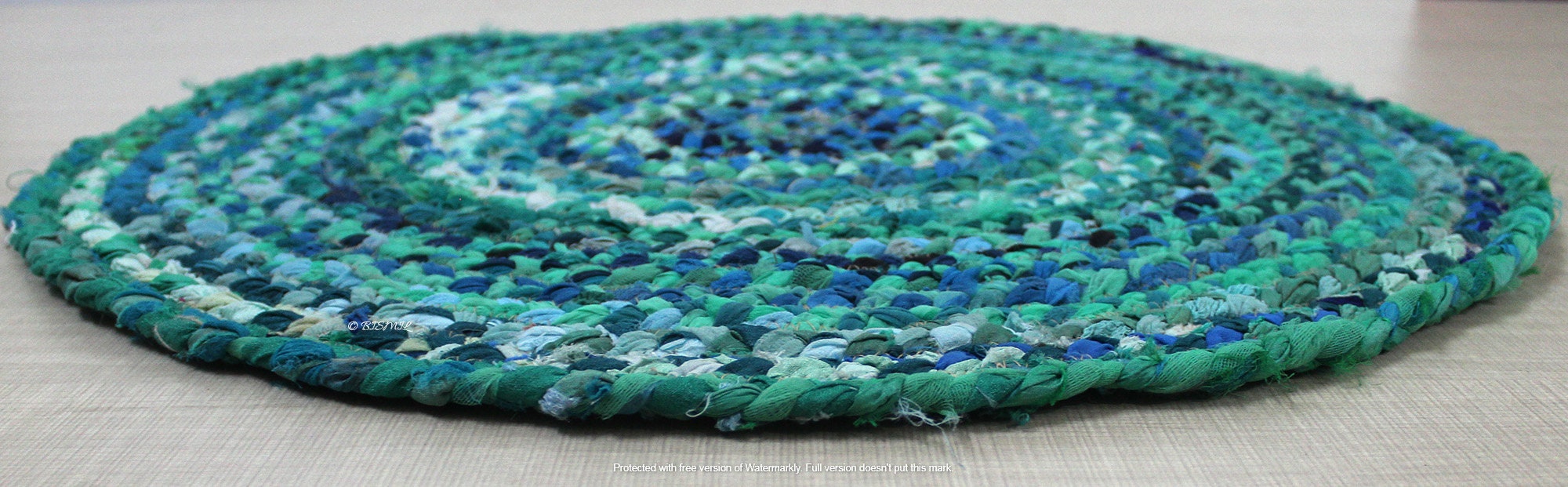 Green Round Rag Rug, Handloom Rug, Modern Floor Rugs, Bohemian Braided ...