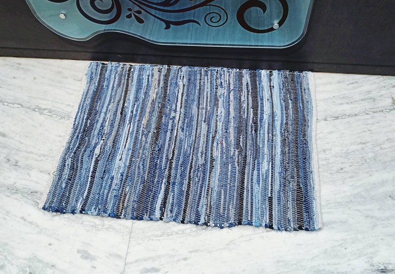 2x3 Feet Hand Braided Denim Chindi Rug Colorful Rag Rug Carpet Door Mat ...