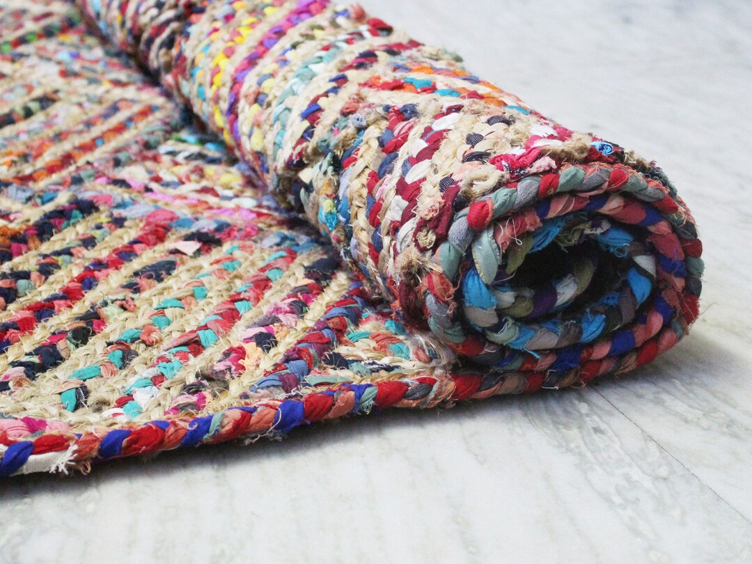 Colorful Area Rug Striped Braided Rag Rug Floor Rug Handmade Rugs Hand ...