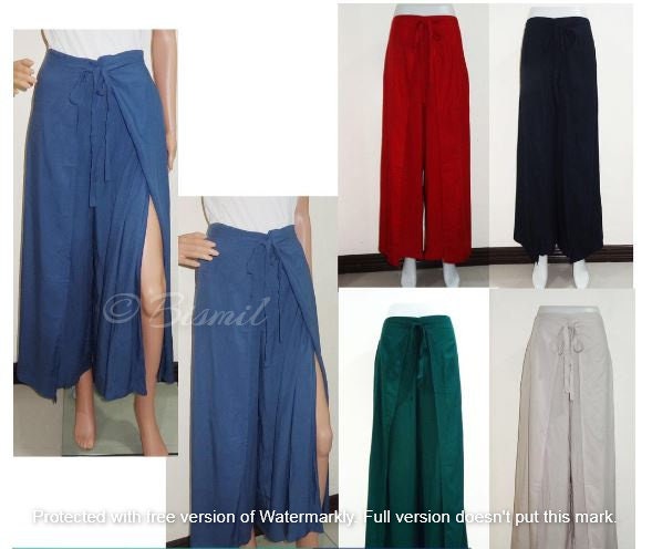 Wrap Pant, Rayon Wrap Pant, Open Leg Pant, Womens Wrap Trousers, Split ...