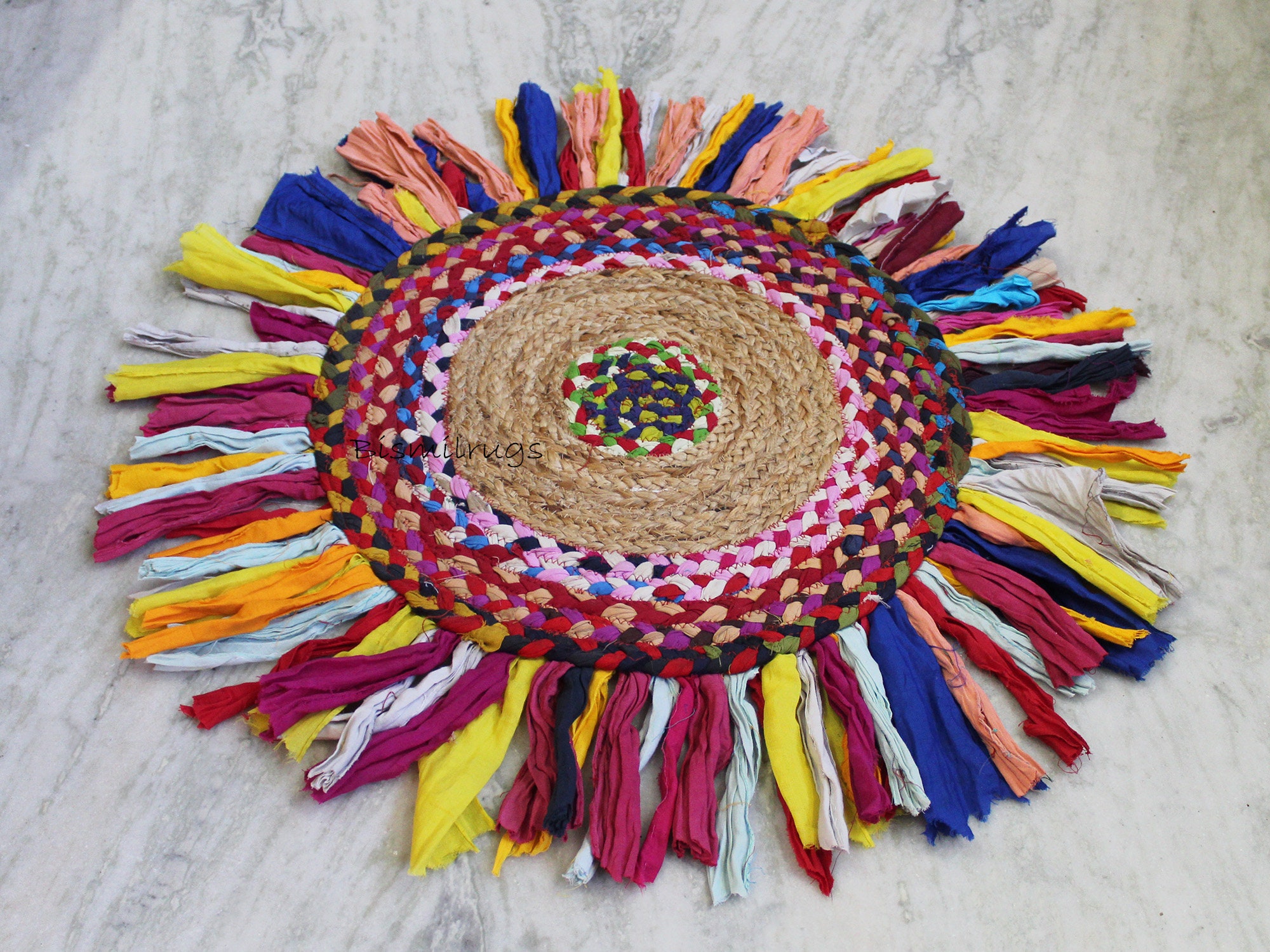 2 Foot Round Rug Cotton Jute Hand Braided Circle Mat Modern - Etsy