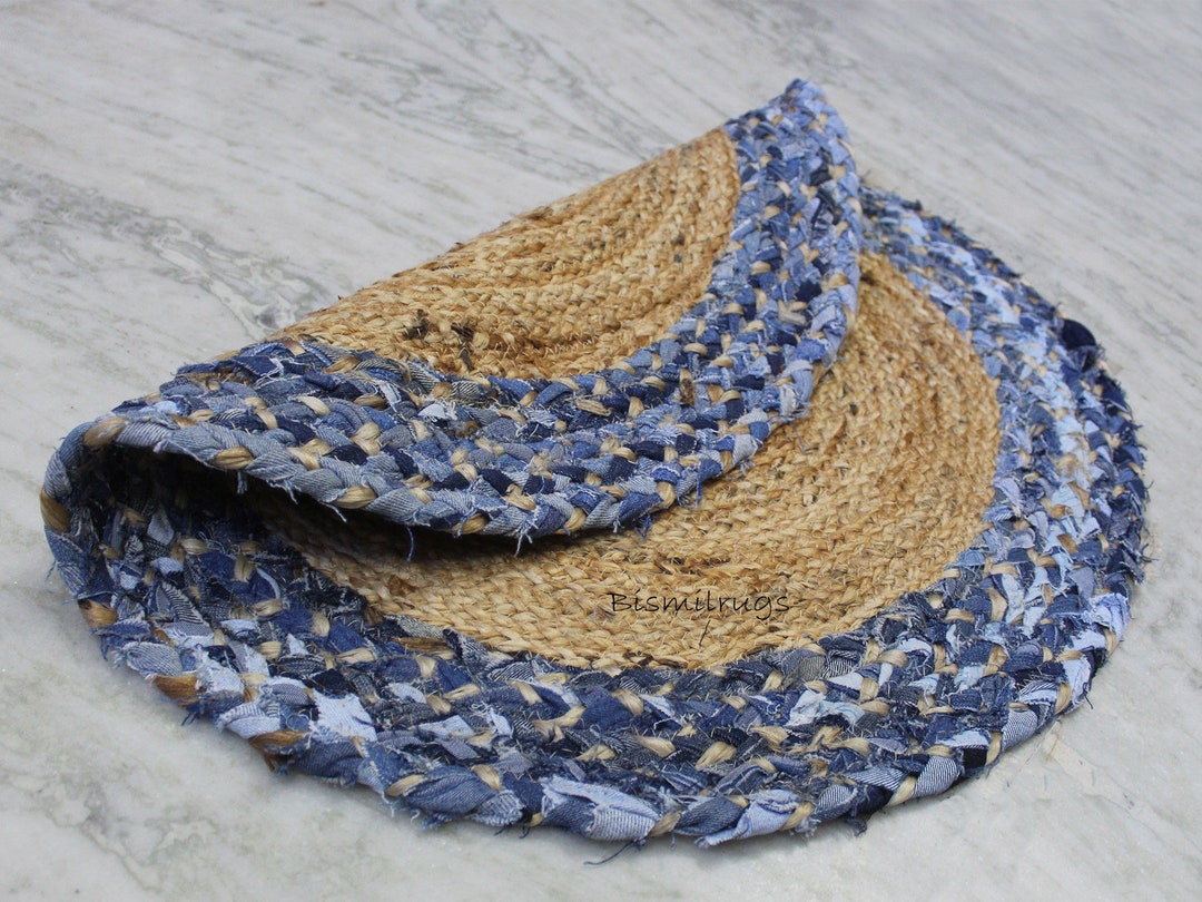 2 Foot Round Rug Cotton Jute Hand Braided Circle Mat Modern Floor Rug ...