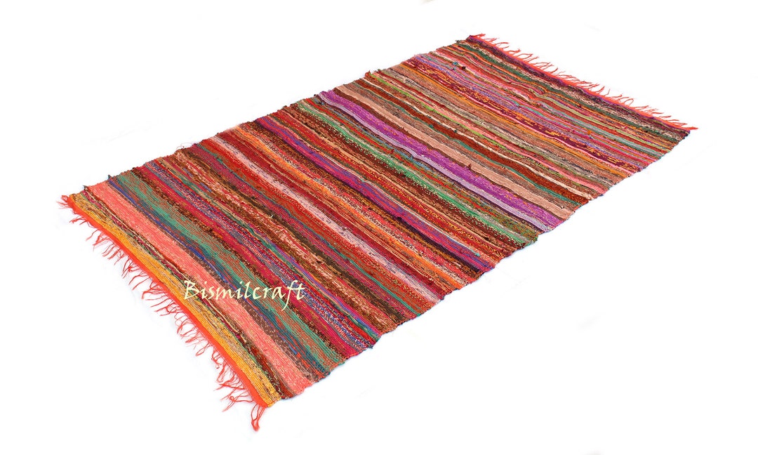 Indian Cotton Chindi Rug Bohemian Indian Rug Home Decor Carpet Floor ...