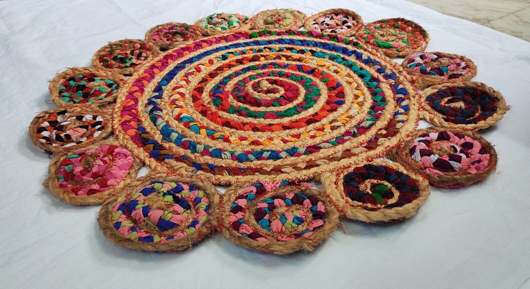 2 Foot Round Rug Cotton Jute Hand Braided Circle Mat Modern - Etsy