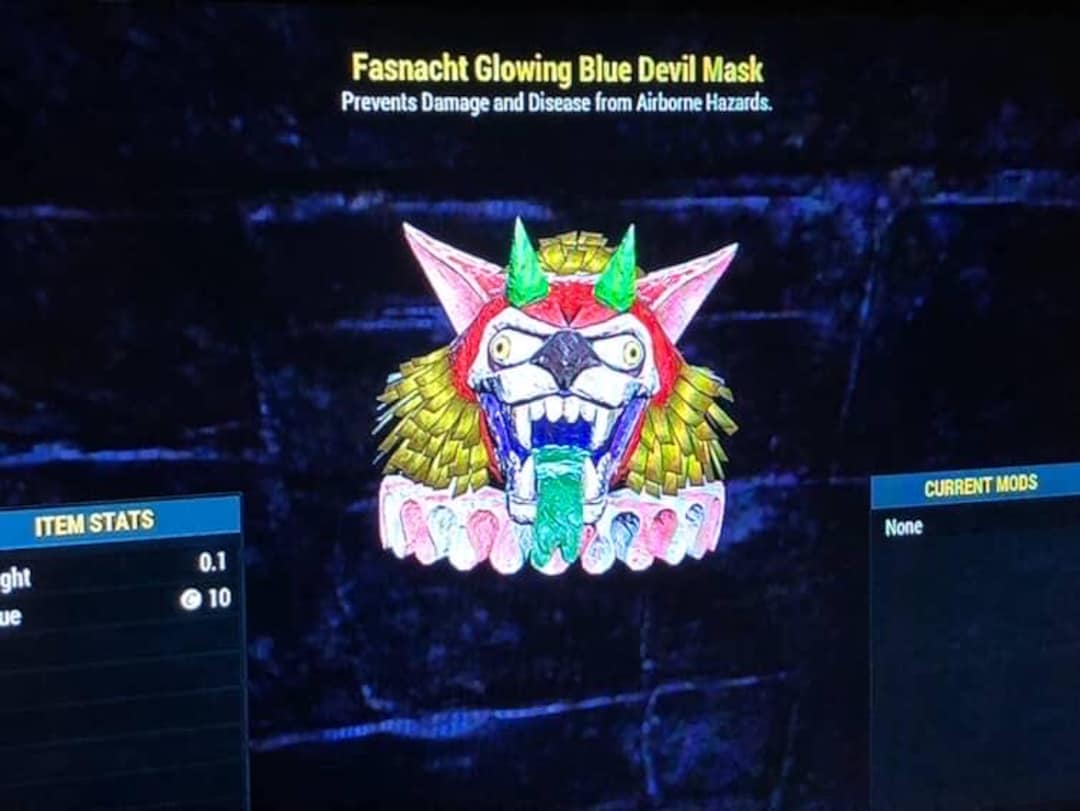 FASNACHT GLOWING Blue Devil Mask • Fasnacht Mask • Fallout 76 • Xbox ...