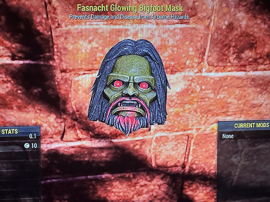 FASNACHT GLOWING Bigfoot Mask • Fasnacht Mask •fallout 76 • Xbox • Read ...