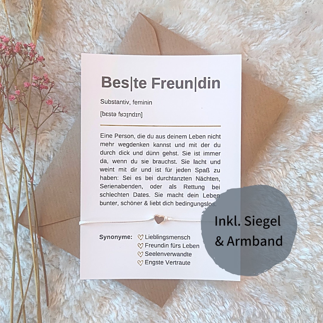 Definition Best Friend - Gift Card Girlfriend Including Bracelet, Wax ...