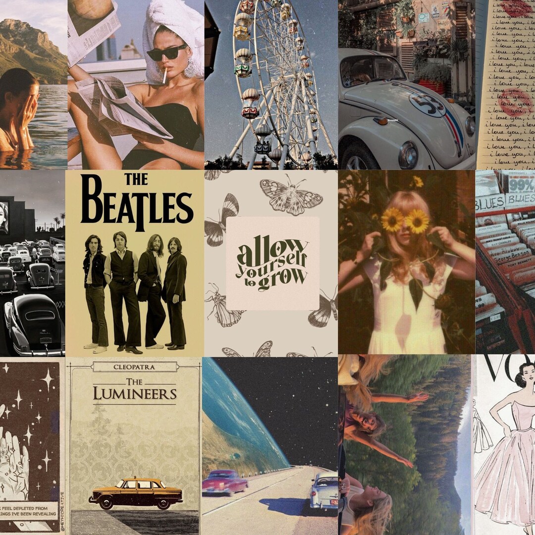 45 Pc 70s Wall Collage Kit, VSCO Room Decor, Tezza Collage Kit, Vintage ...