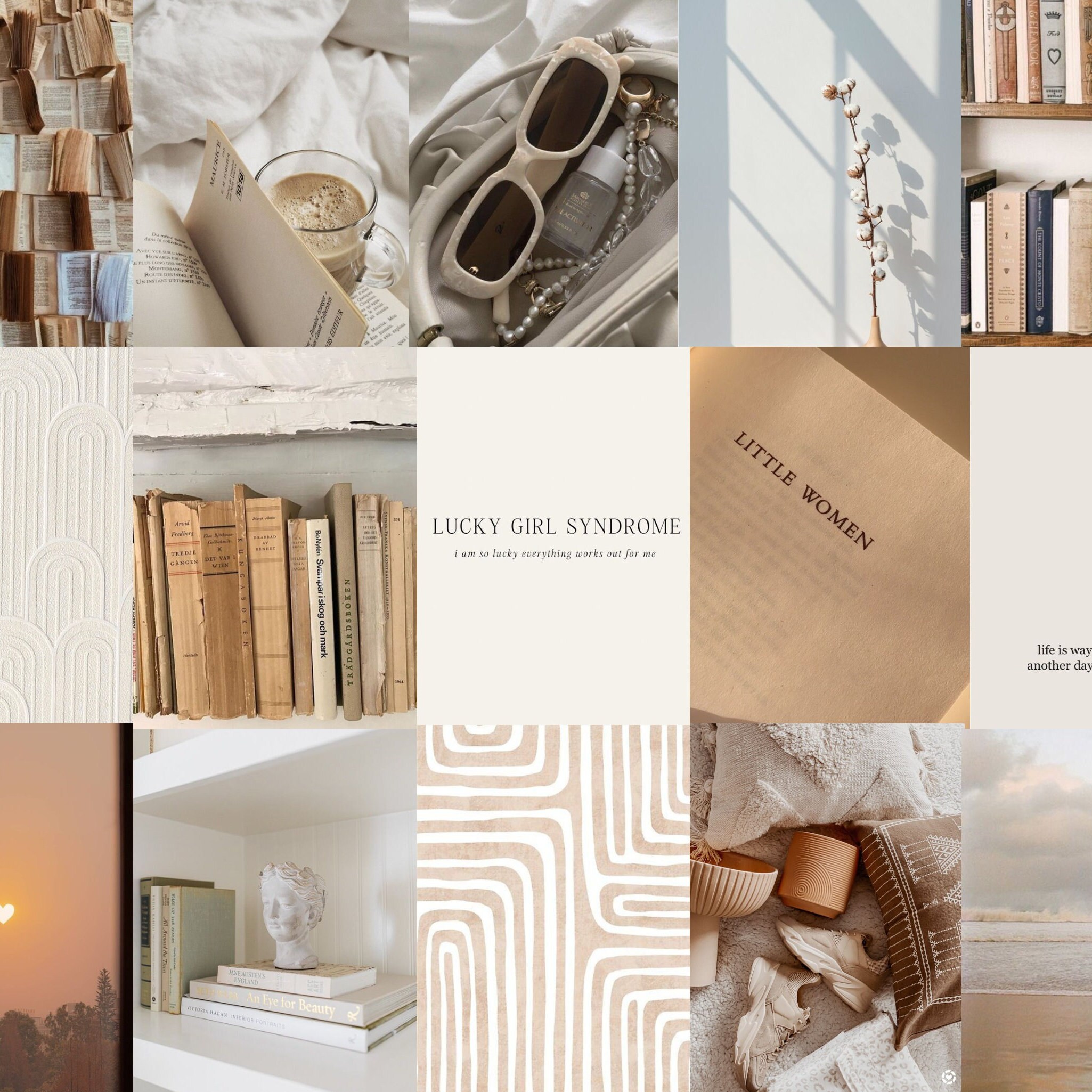 40 Pc Boho Collage Kit Minimalist Neutral Wall Collage Kit, Neutral ...