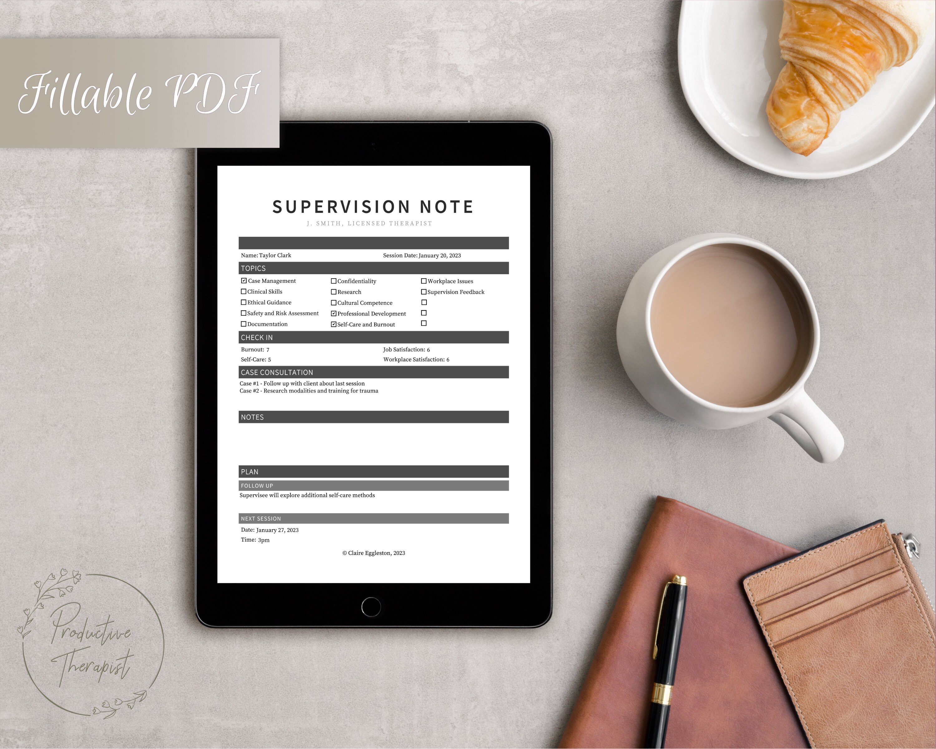 Supervision Note Template for Supervisors, Pre-licensed Therapists ...