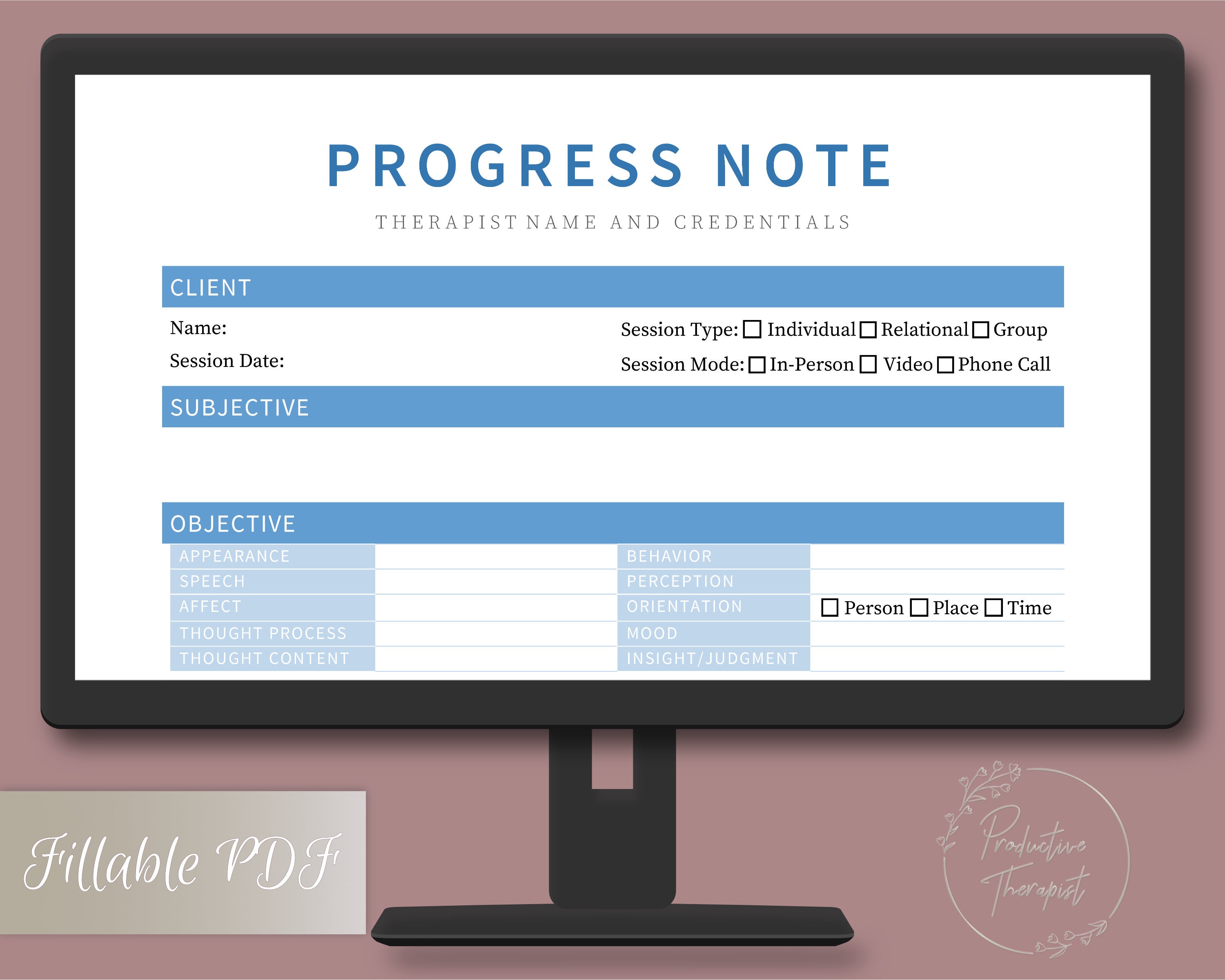 Checklist SOAP Progress Note Template for Therapists, Counselors ...