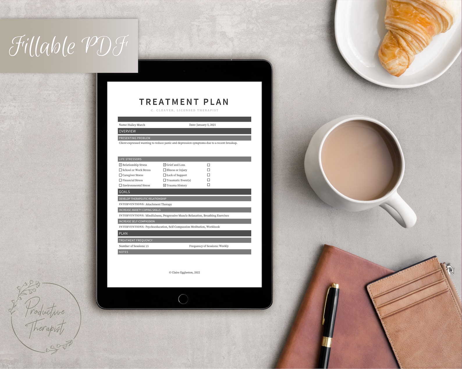 Simple Treatment Plan Template for Therapists, Counselors ...