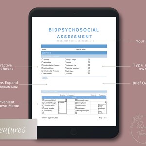 Biopsychosocial Assessment Template Fillable PDF Digital Download ...