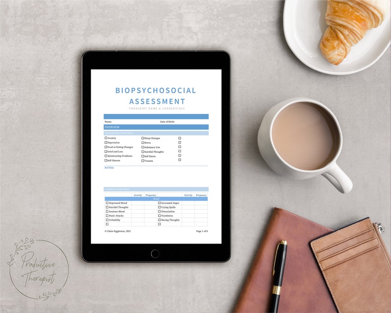 Biopsychosocial Assessment Template Fillable PDF Digital Download ...