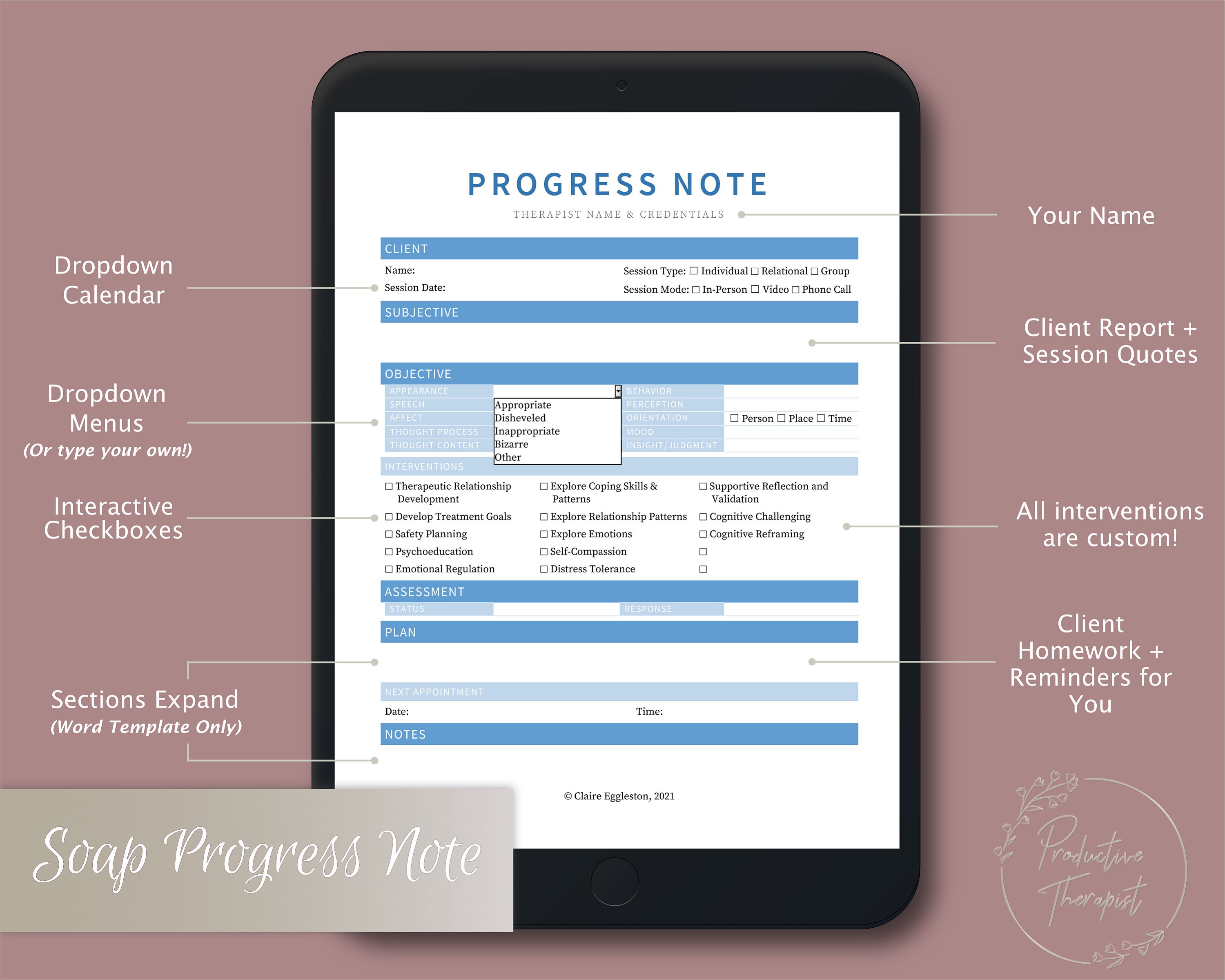 CUSTOM Progress Note Template for Therapists, Counselors, Psychologists ...