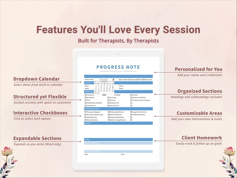 Family Therapy Progress Note Template for Therapists, Counselors ...